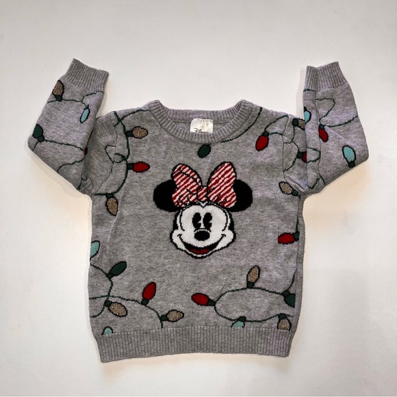 Disney | Shirts & Tops | Disney Baby Gray Minnie Mouse Holiday Sweater ...